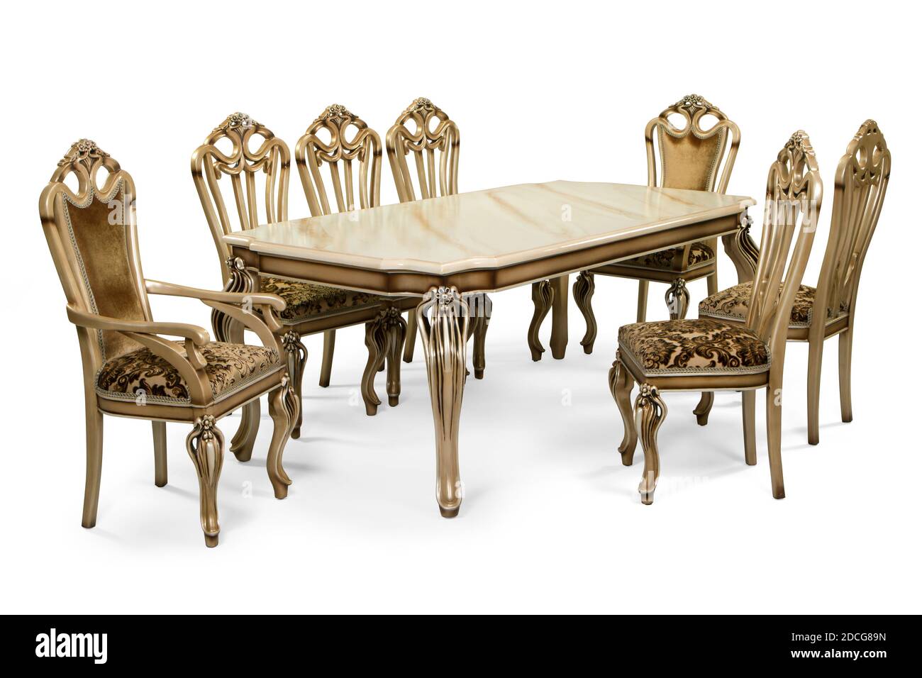 Classic dining table isolated on white background Stock Photo - Alamy