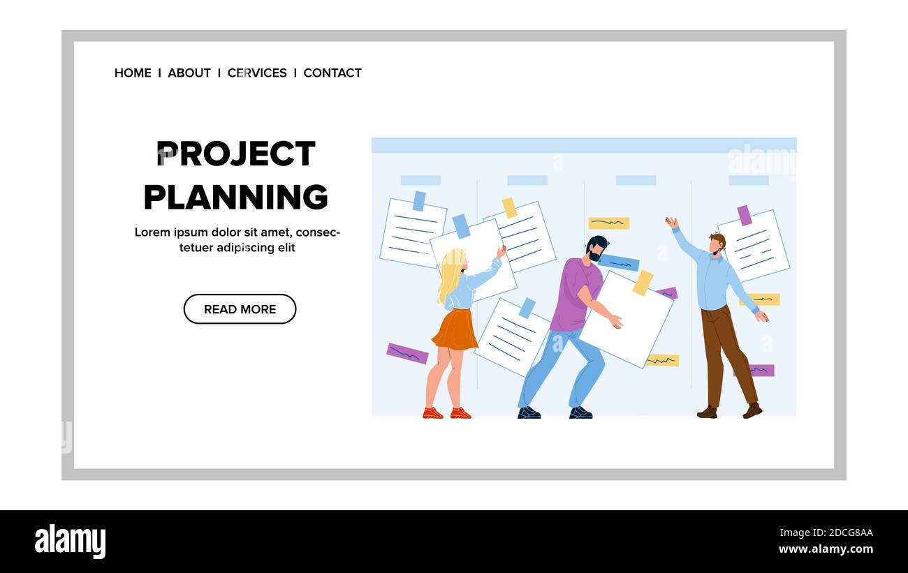 Project Planning And Team Working Strategy Vector Stock Vector Image ...