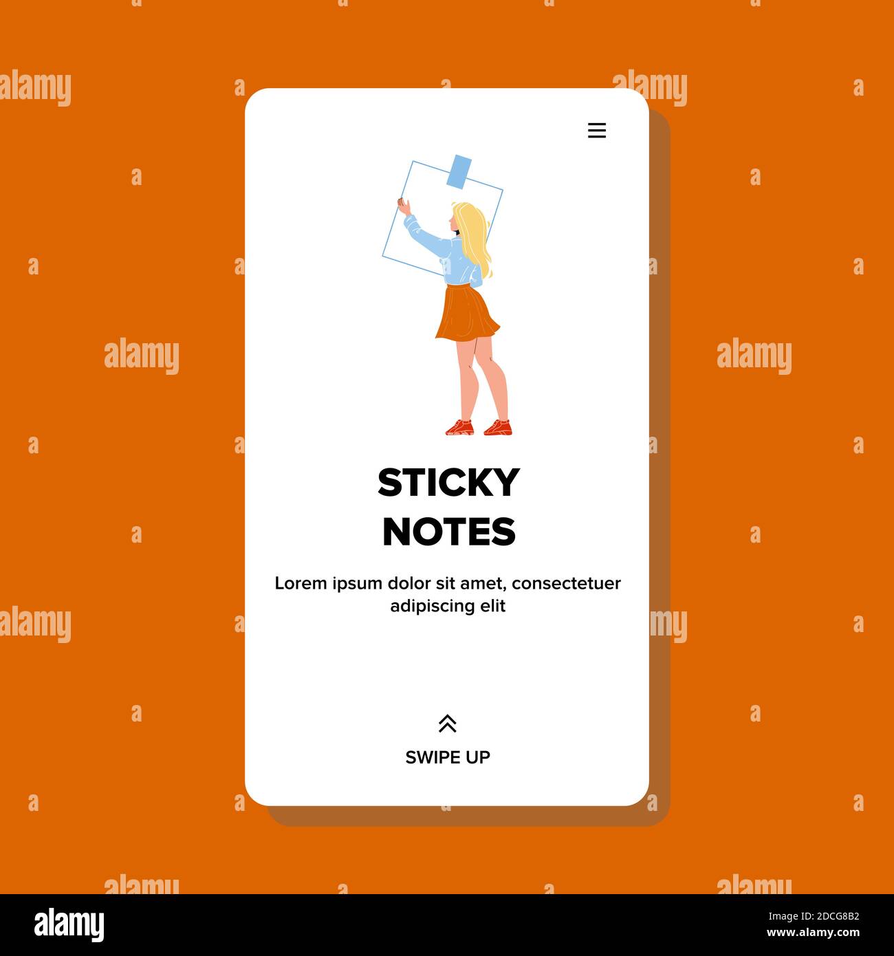 Sticky Notes With Work Task Hold Woman Vector Stock Vector Image & Art ...
