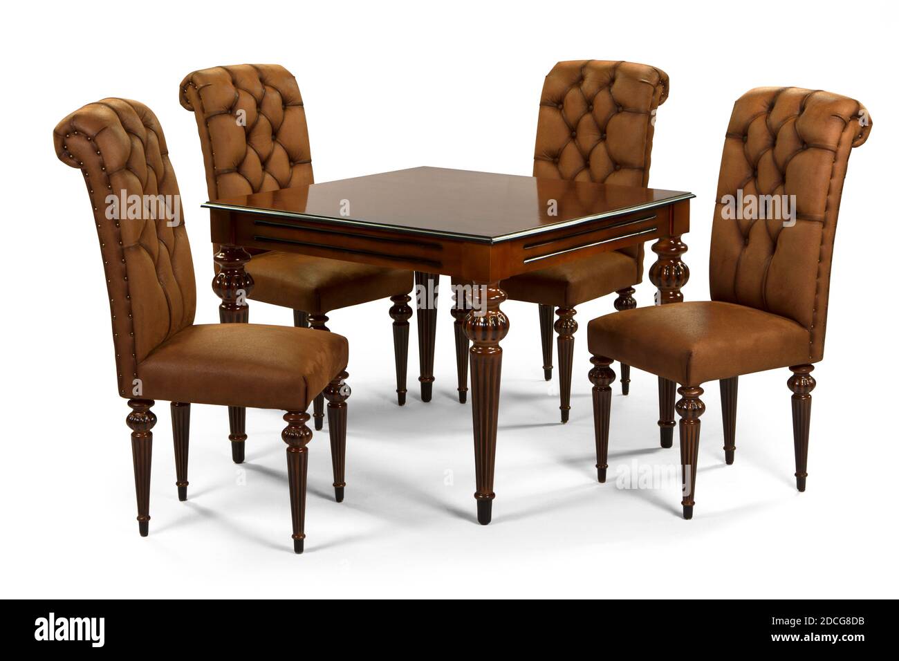 Classic dining table isolated on white background Stock Photo - Alamy