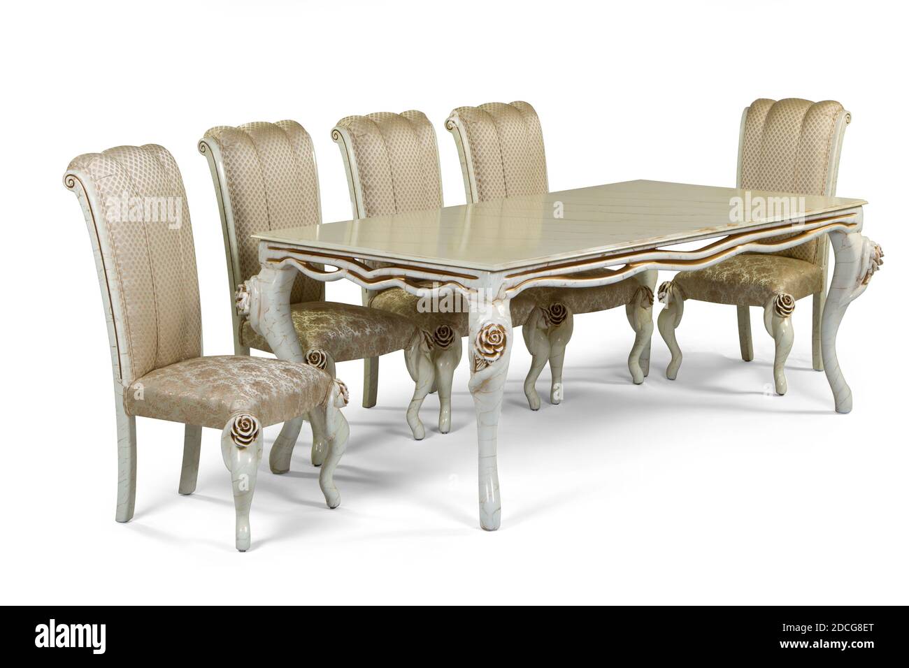 Classic dining table isolated on white background Stock Photo - Alamy