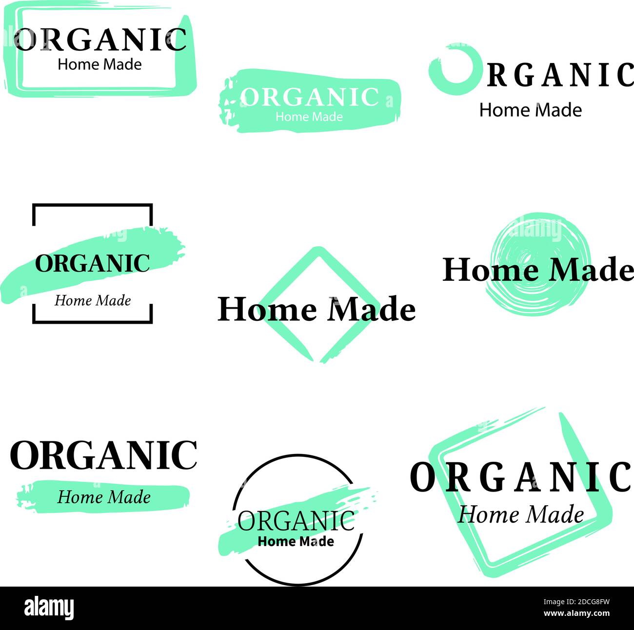 Vector hand made hand drawn organic logo collection with frames and ...