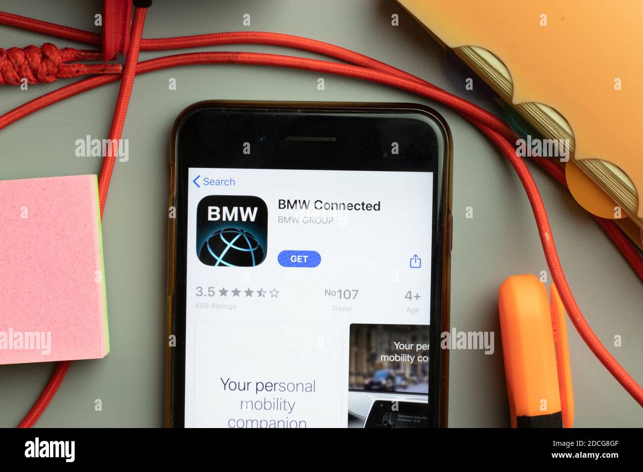 New York, United States - 7 November 2020: BMW Connected app store logo ...