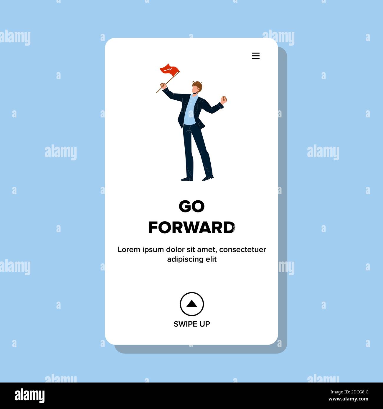 Go Forward Businessman Leader Holding Flag Vector Stock Vector Image ...