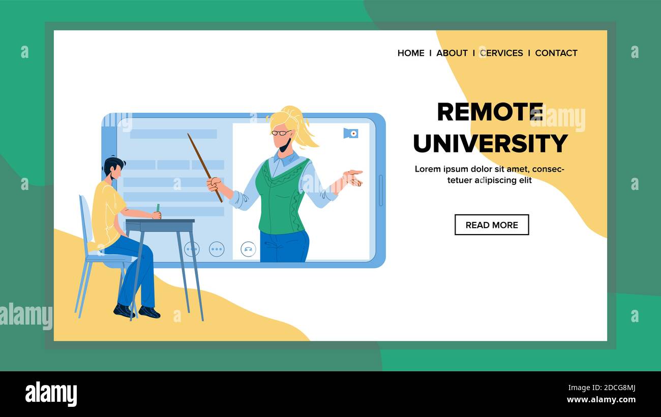 Remote University Course Listen Student Vector Illustration Stock ...