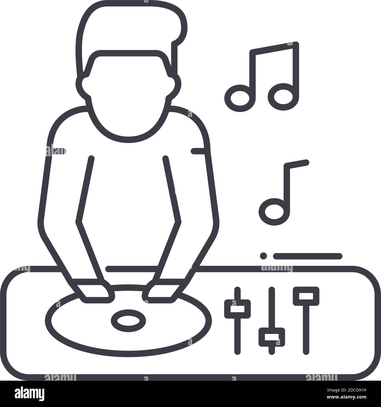 Dj party icon, linear isolated illustration, thin line vector, web ...