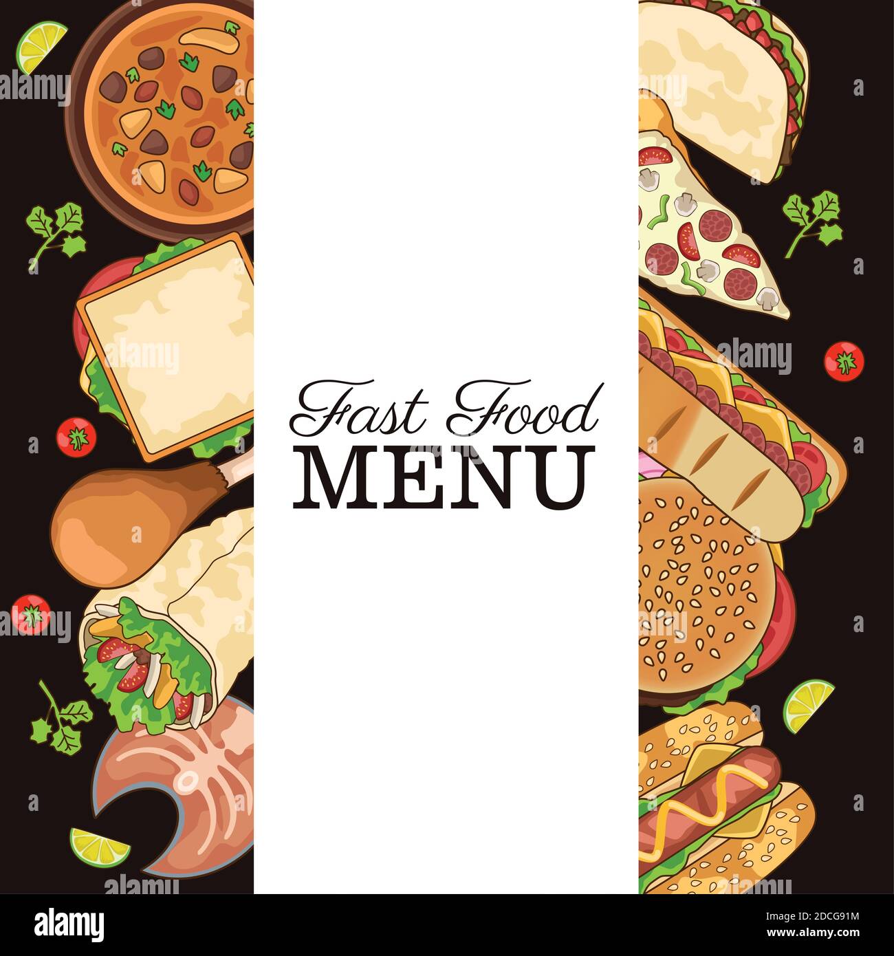 delicious fast food menu frame vector illustration design Stock Vector ...
