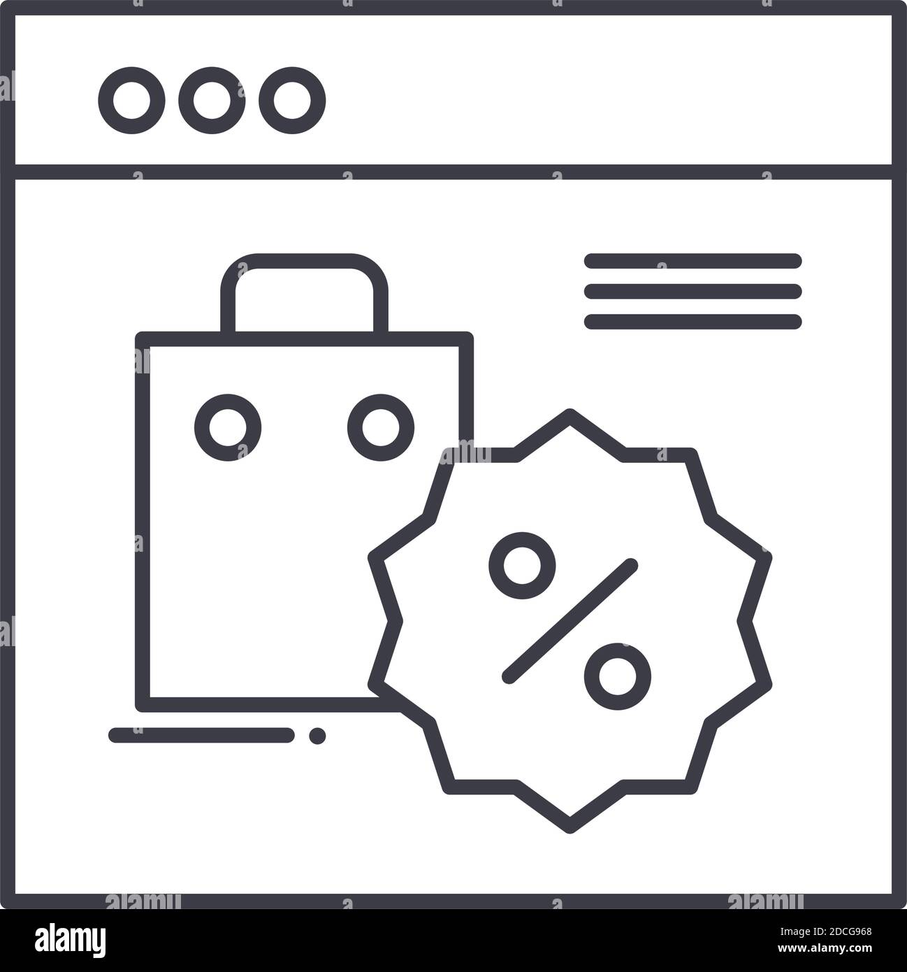 Discount prices icon, linear isolated illustration, thin line vector ...