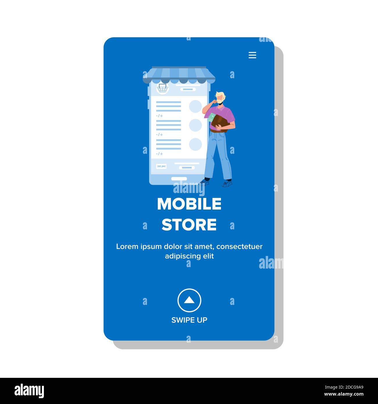 Mobile Store Application Using Customer Vector Illustration Stock ...