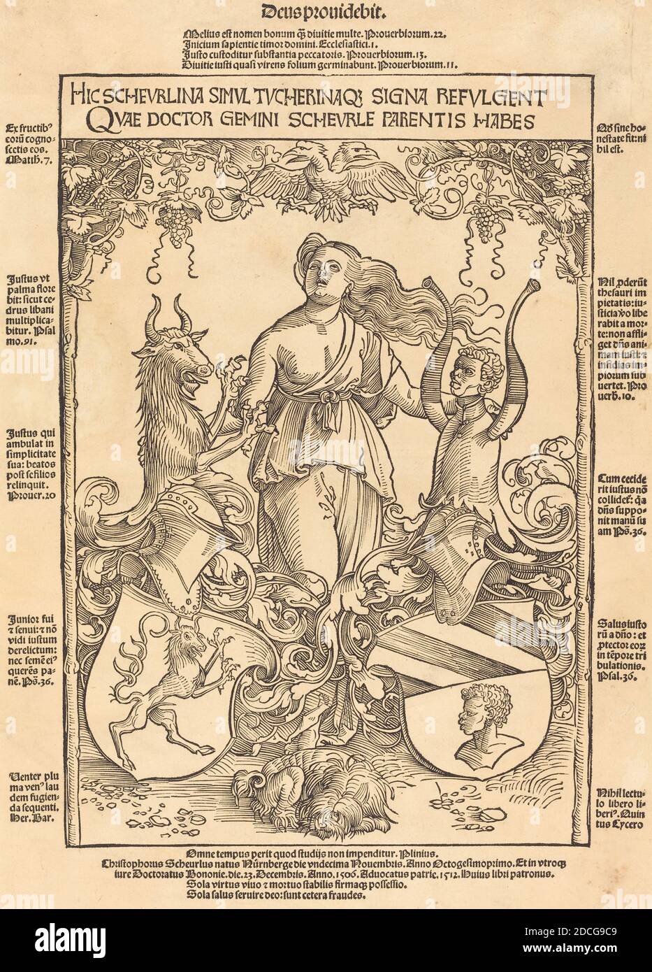 Wolf Traut, (artist), German, c. 1486 - 1520, Coat of Arms of Scheurl ...