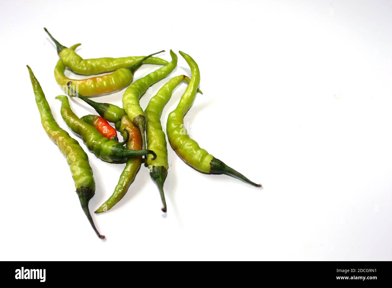 Green chilli, fresh chili hot food, spicy chili on white background ...