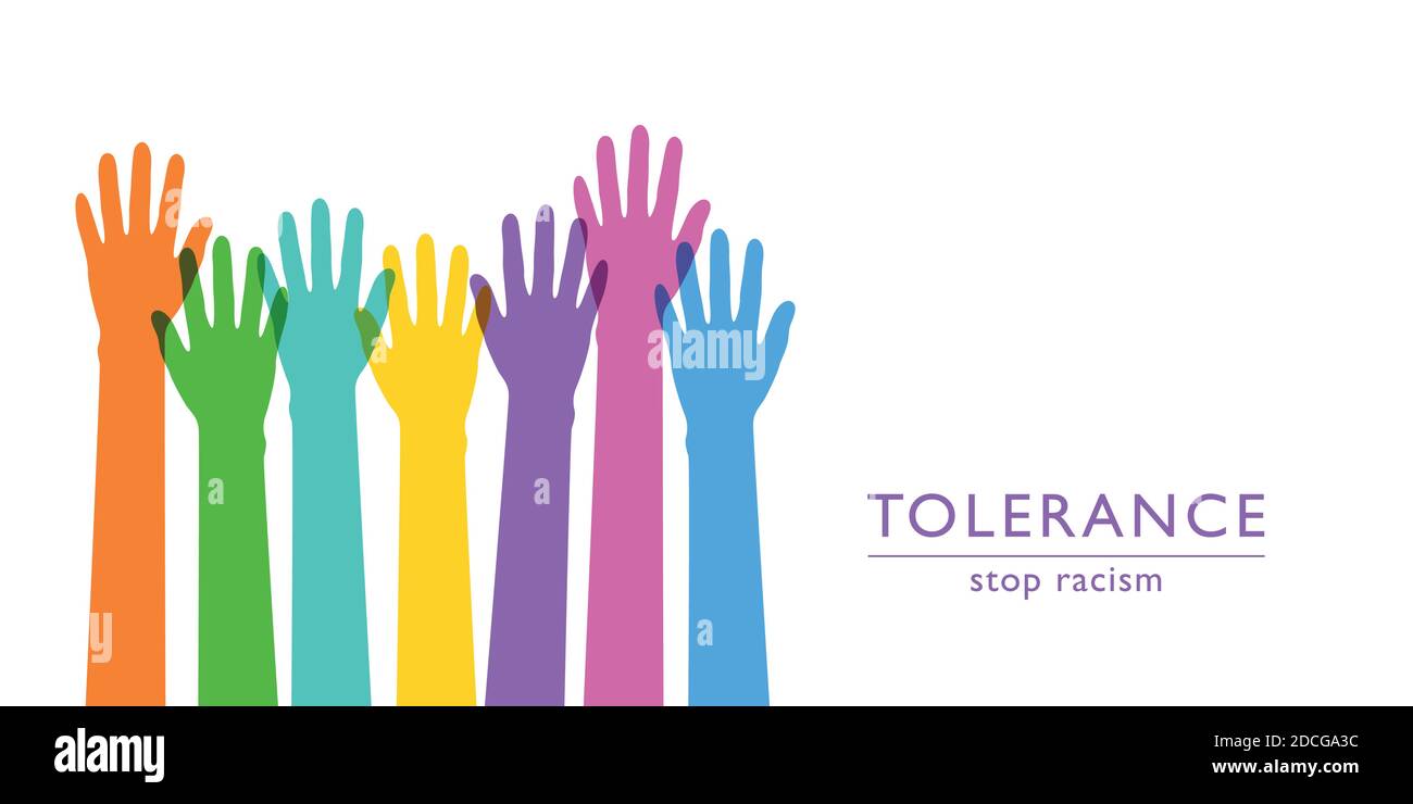 raised human hands respect and tolerance concept vector illustration ...