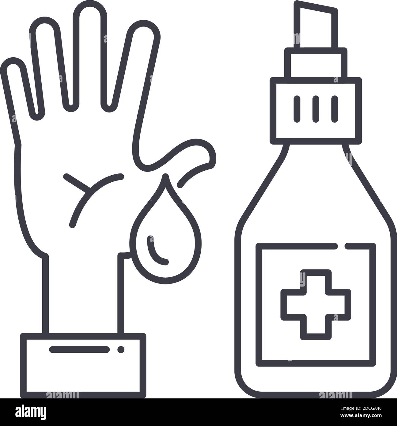 Disinfect hands icon, linear isolated illustration, thin line vector ...