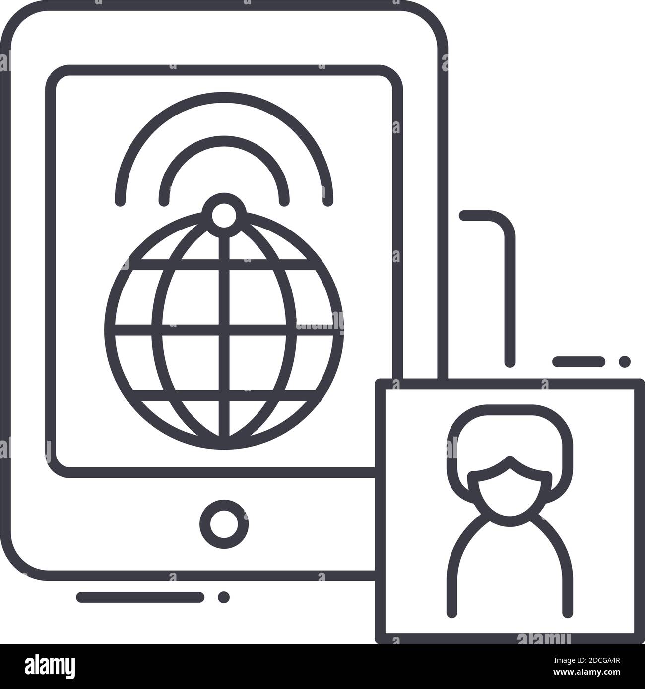 Distance support icon, linear isolated illustration, thin line vector ...