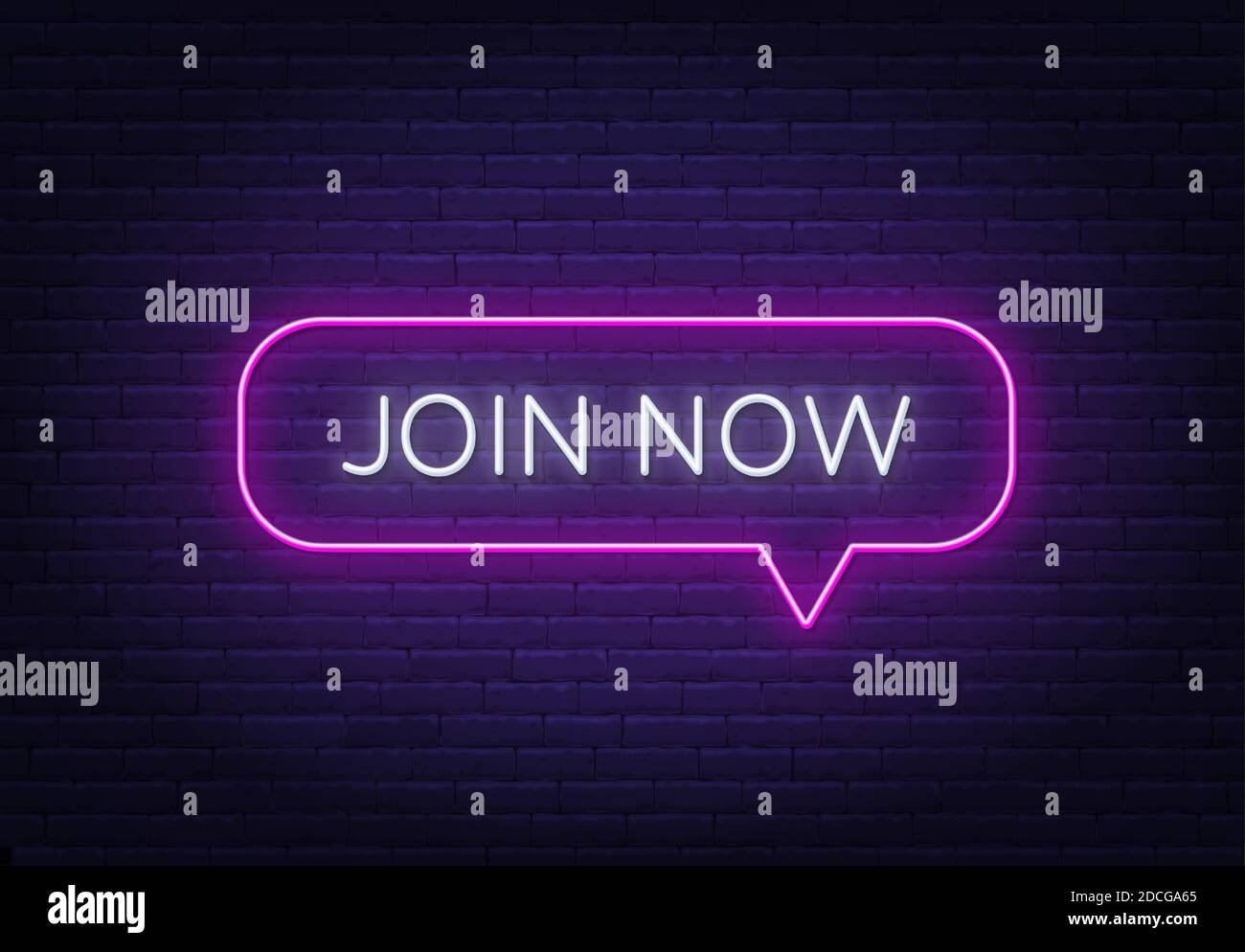 Join now neon sign on a brick background Stock Vector Image & Art - Alamy