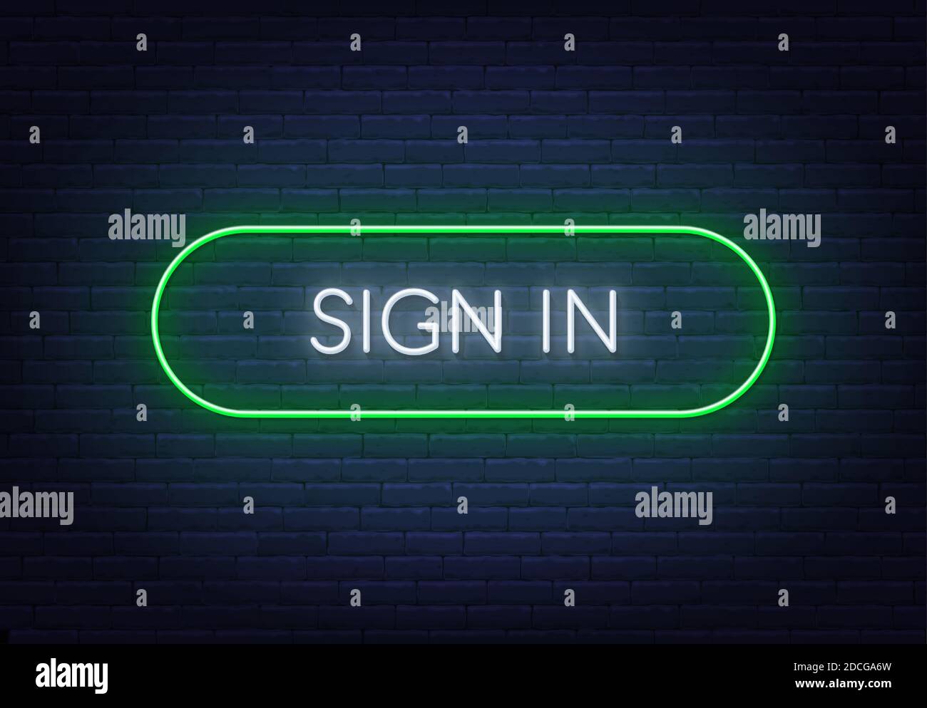 Sign in neon sign on a brick background Stock Vector Image & Art - Alamy