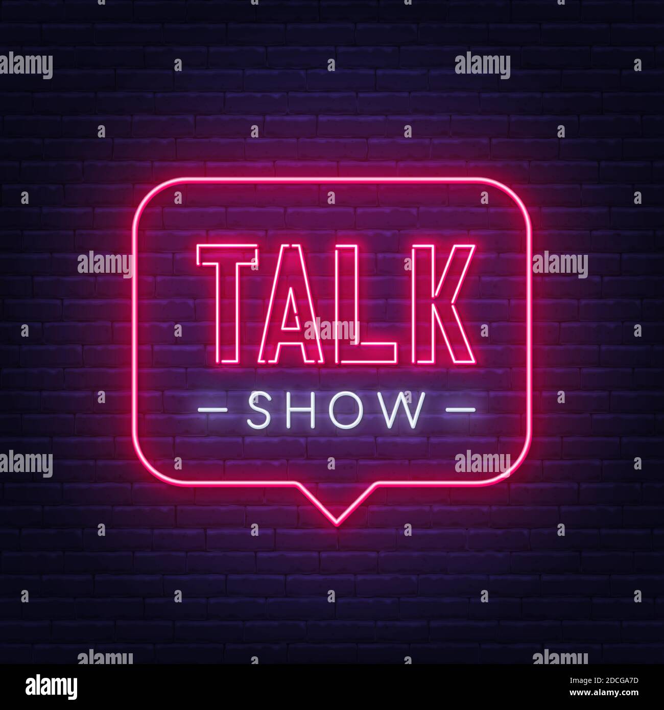 Talk show neon sign on brick wall background Stock Vector Image & Art ...