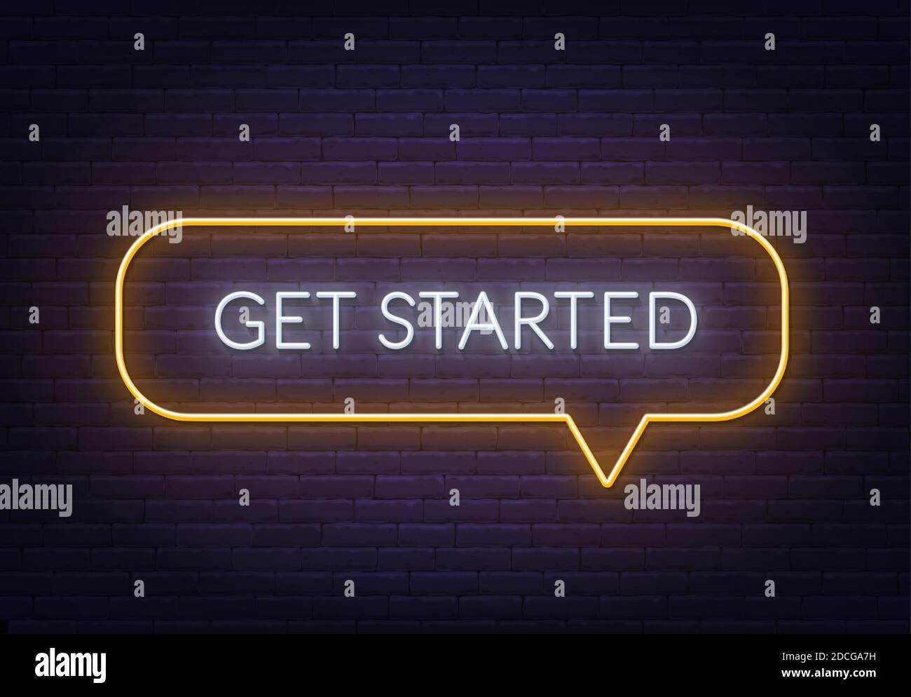 Get started neon sign on a brick background Stock Vector Image & Art ...