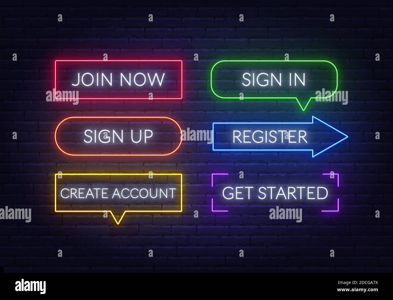 Join now, Sign in, Sign up, Register, Create account, Get started neon ...