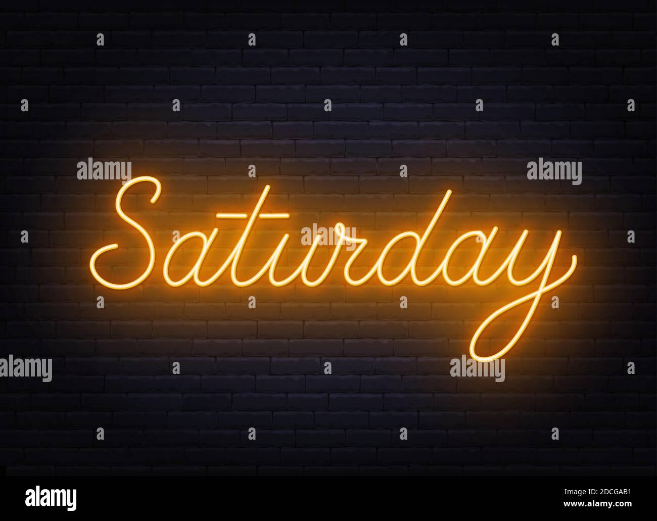 Saturday neon sign on brick wall background Stock Vector Image & Art ...