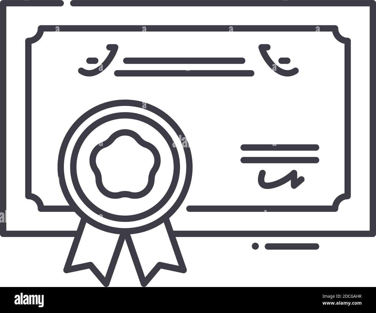 Diploma icon, linear isolated illustration, thin line vector, web ...