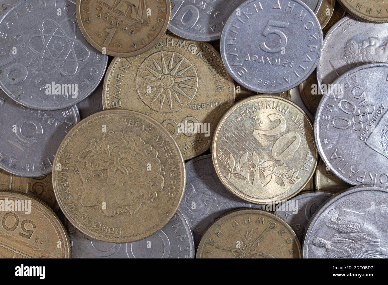 Greek drachma coins from 1976 to 2000, before euro Stock Photo - Alamy