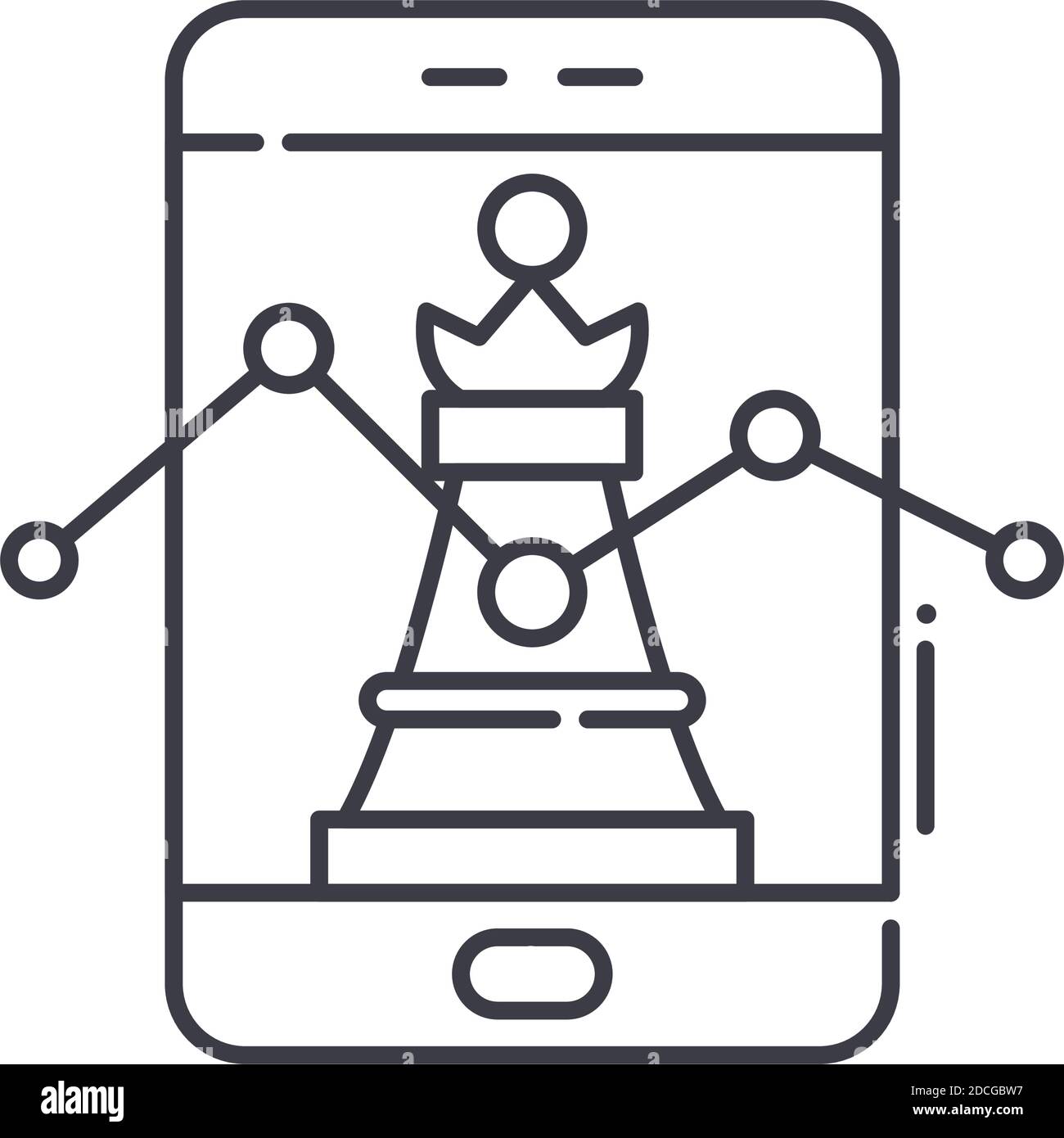 Digital strategy plan concept icon, linear isolated illustration, thin ...