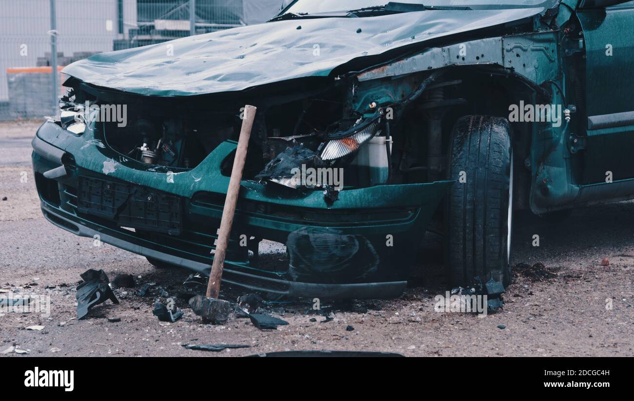 Close up wrecked car, car accident . High quality photo Stock Photo - Alamy