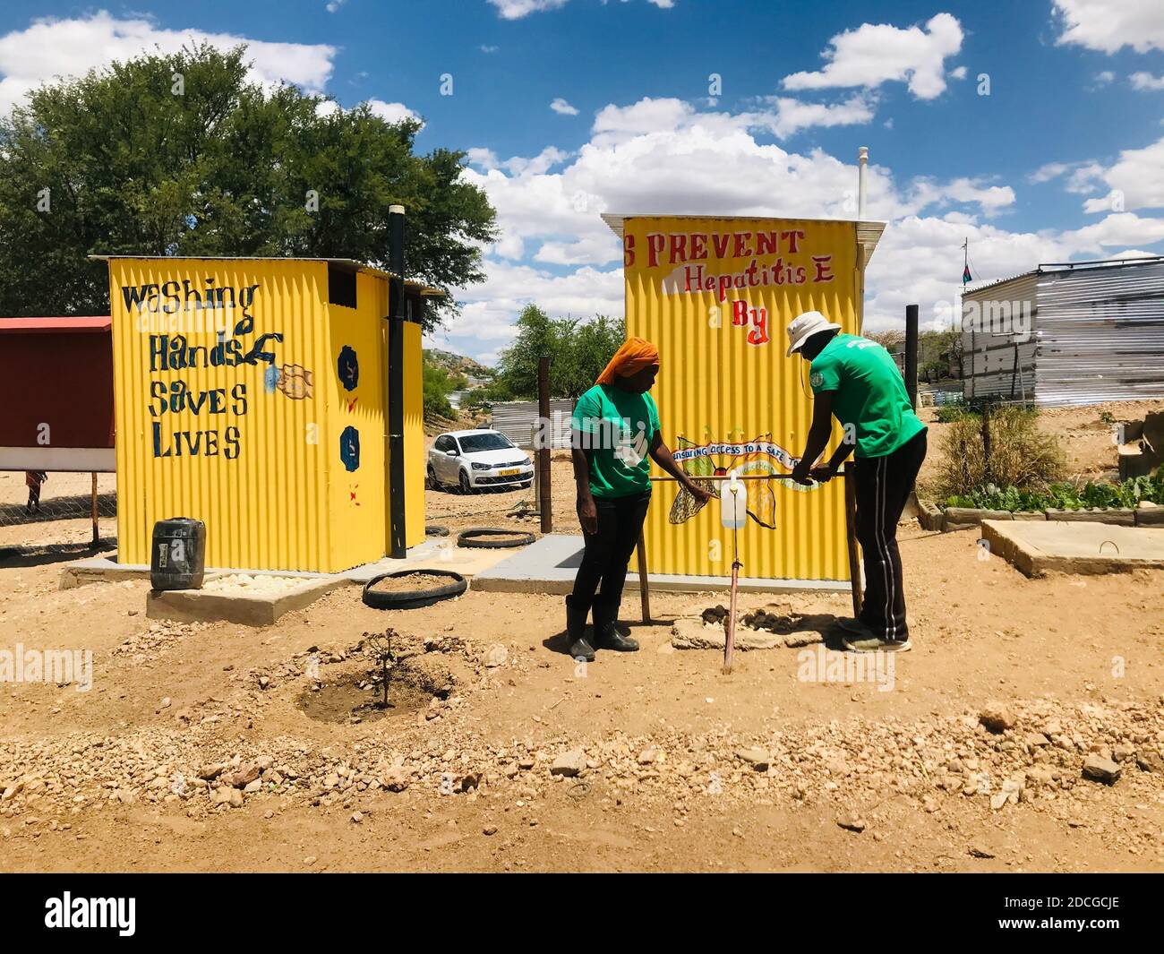 Windhoek, Namibia. 20th Nov, 2020. Community volunteers inspect ...