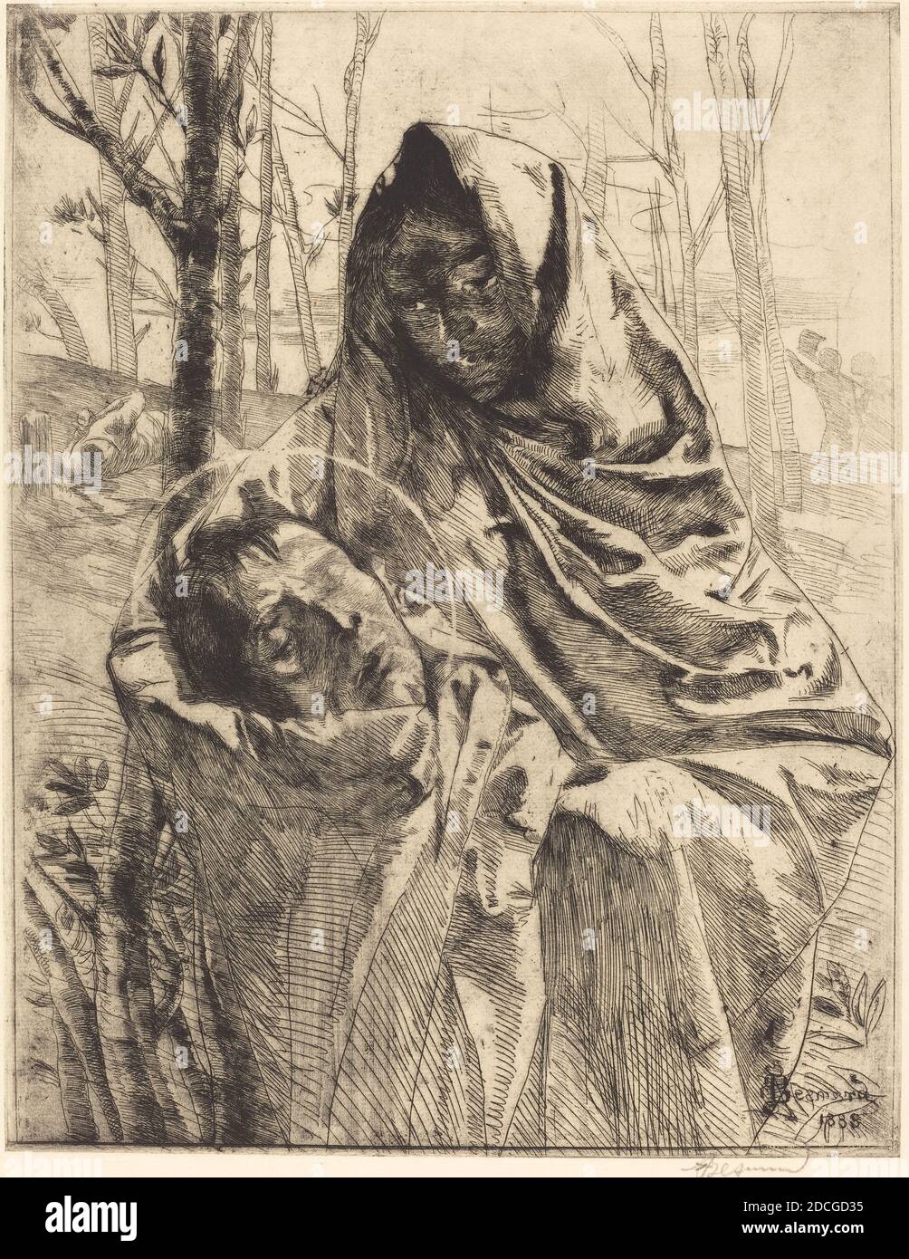Albert Besnard, (artist), French, 1849 - 1934, A Martyr, 1883, etching ...
