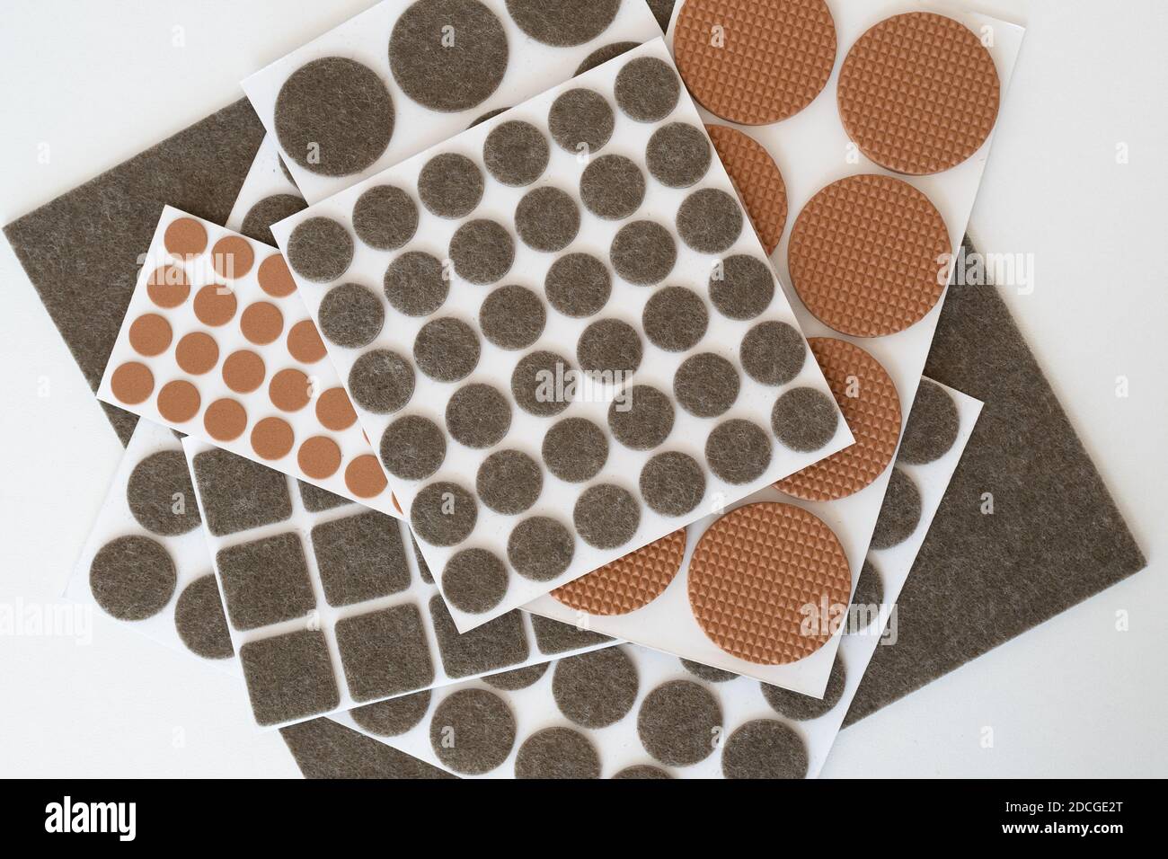 Felt and rubber furniture feet pads of differrent sizes and shapes ...