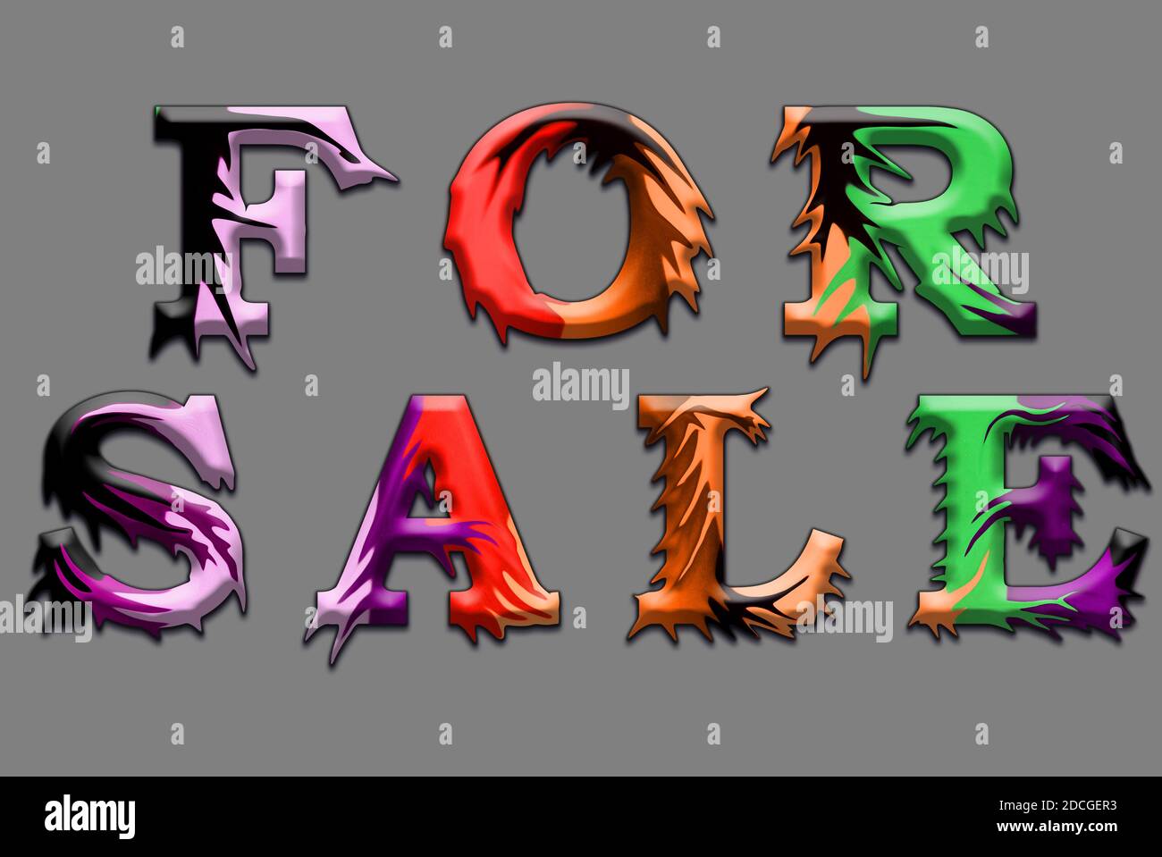 For Sale sign with creative lettering on gray background with copy ...