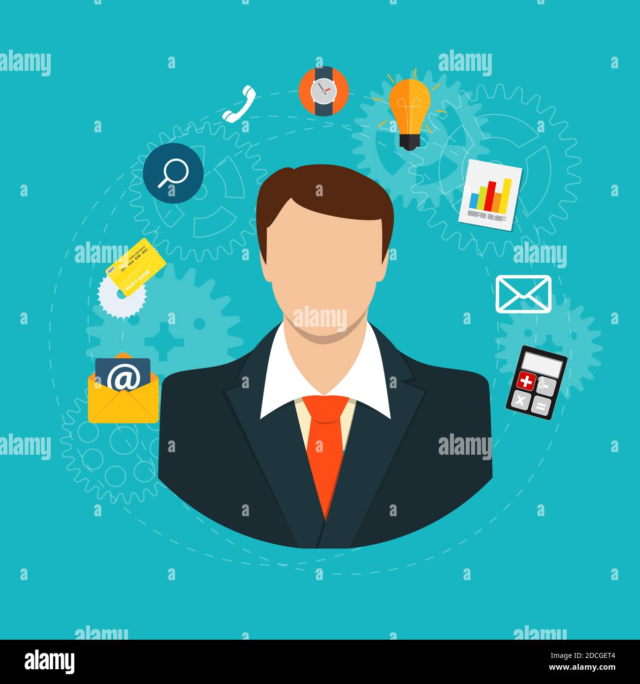 Business Management Concept in Modern Flat Style Illustration Stock ...