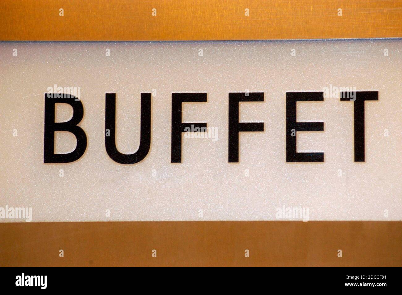 a black Buffet sign with white background on a wall Stock Photo - Alamy