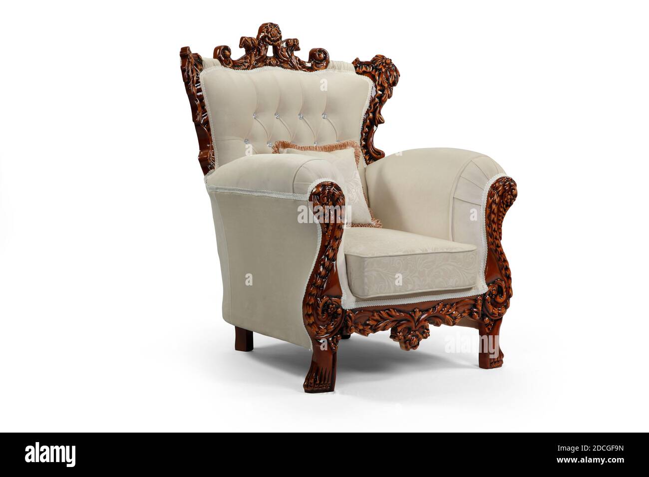 Classic single sofa isolated on white background. corner view Stock ...