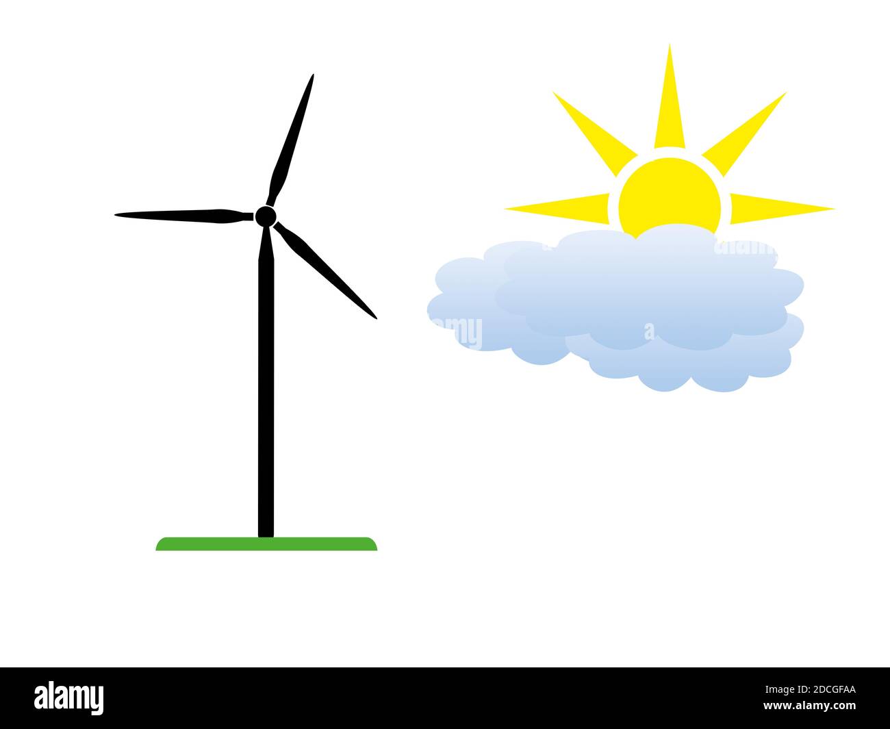 Wind turbine vector isolated with sun and cloud Stock Photo - Alamy