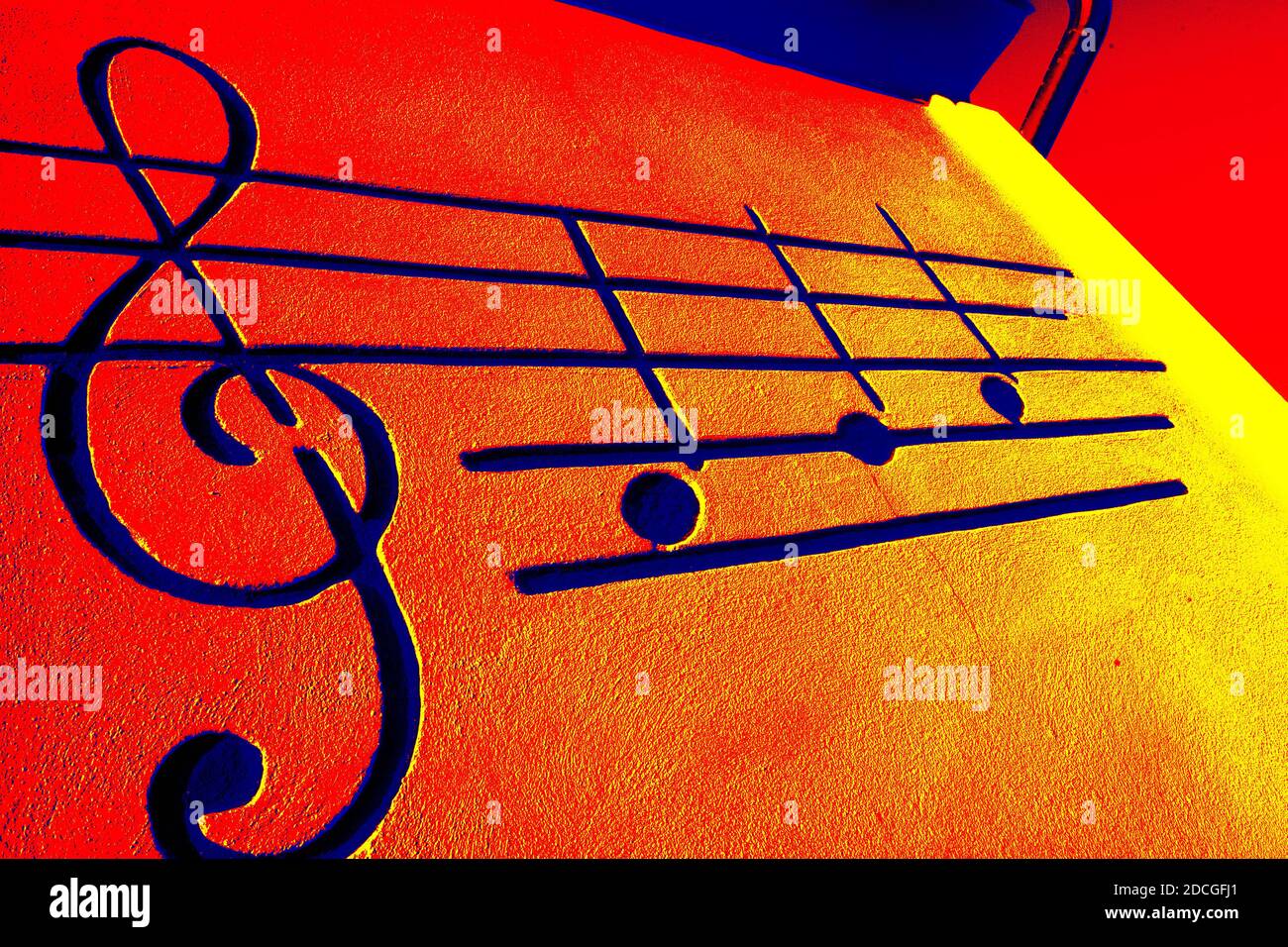 musical notes on a sheet music, red and orange background Stock Photo ...