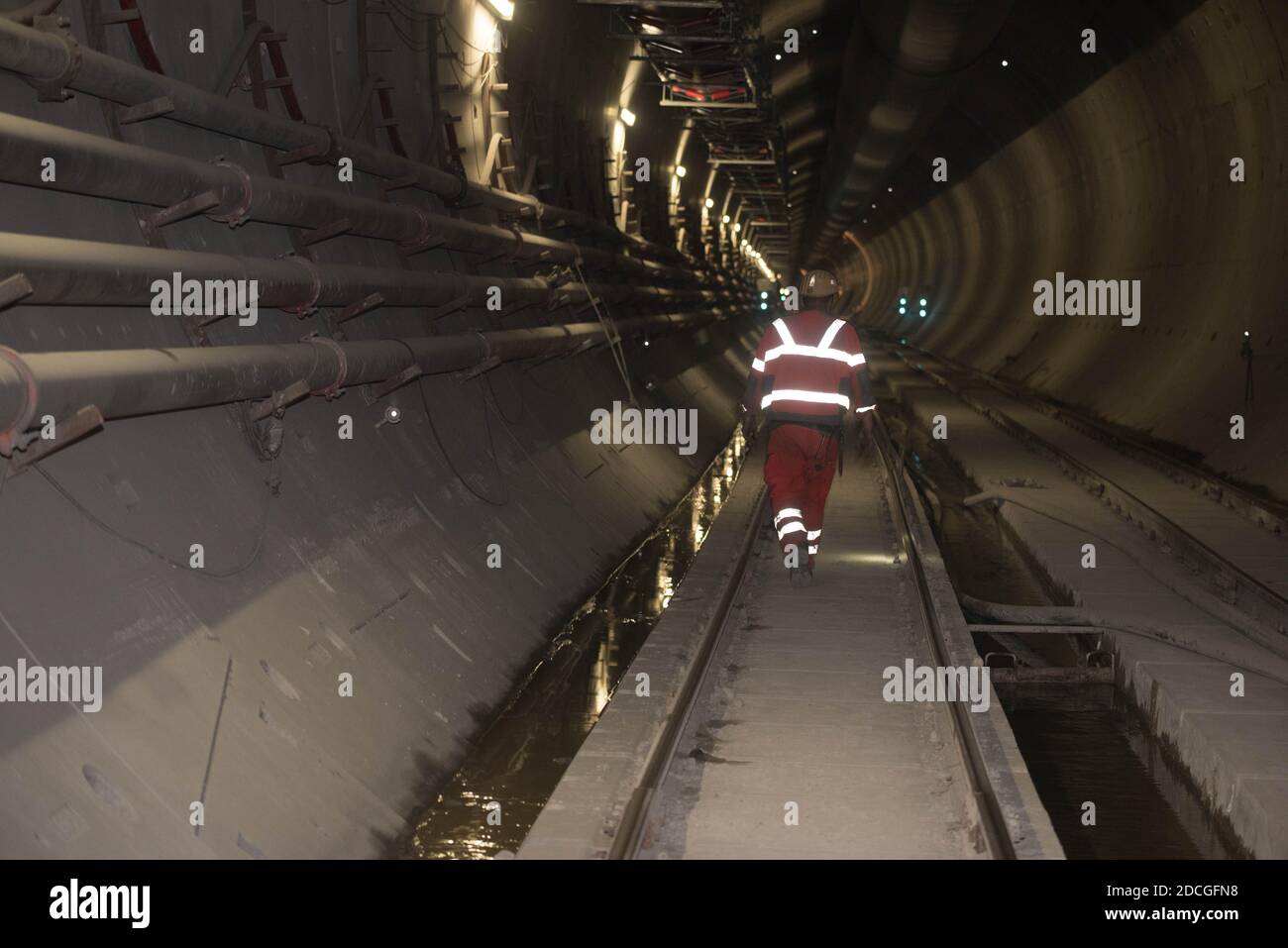 inside a railway tunnel construction site, expansion of public ...
