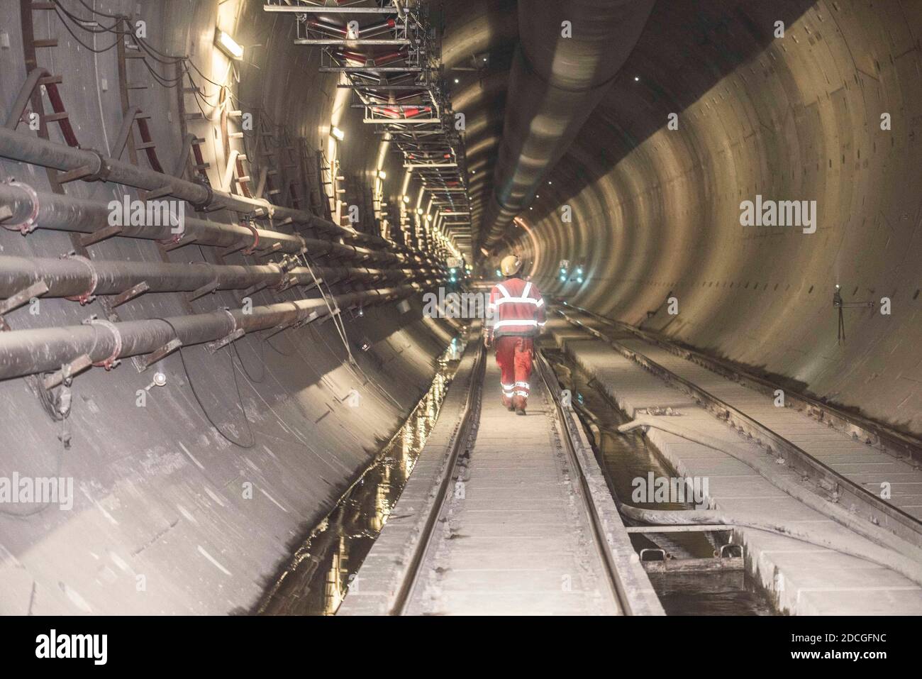 inside a railway tunnel construction site, expansion of public ...