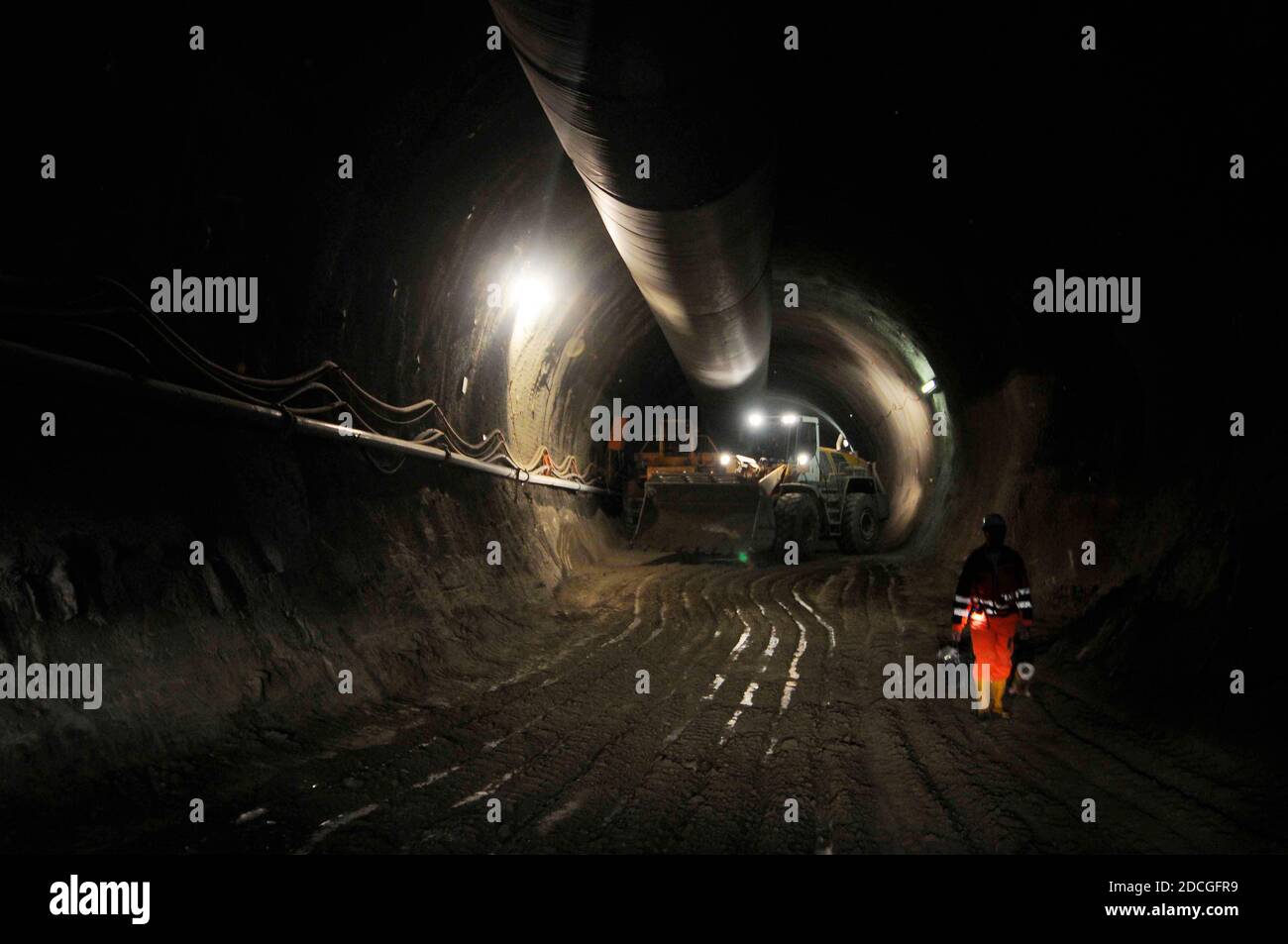 inside a railway tunnel construction site, expansion of public ...