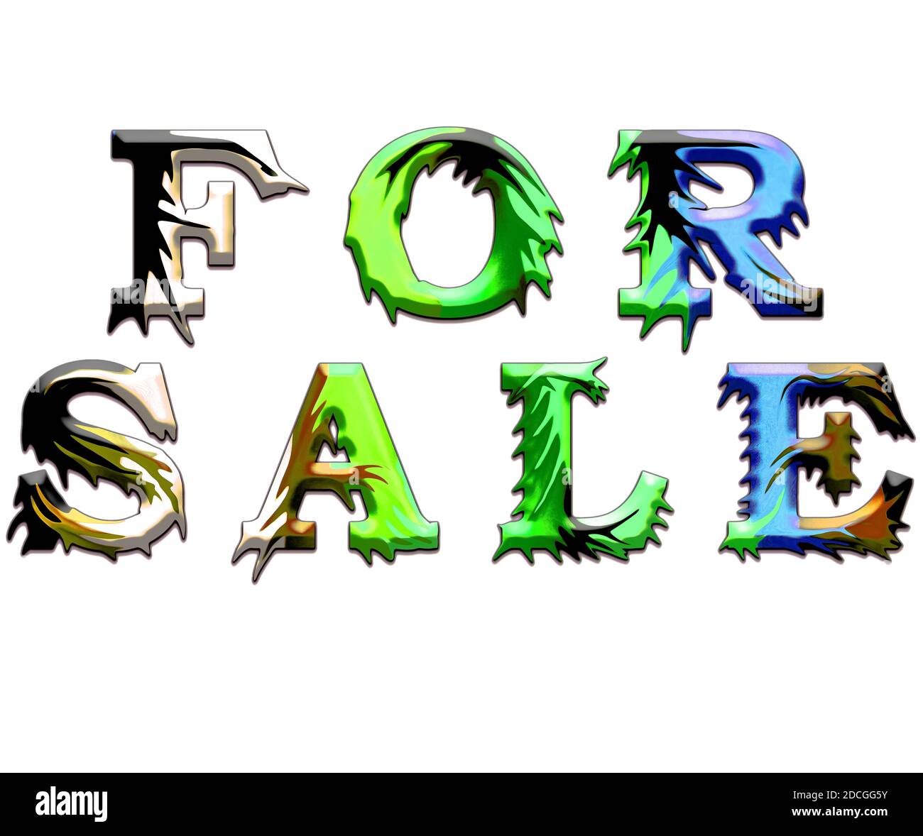 For Sale lettering with creative letters on white background with copy ...