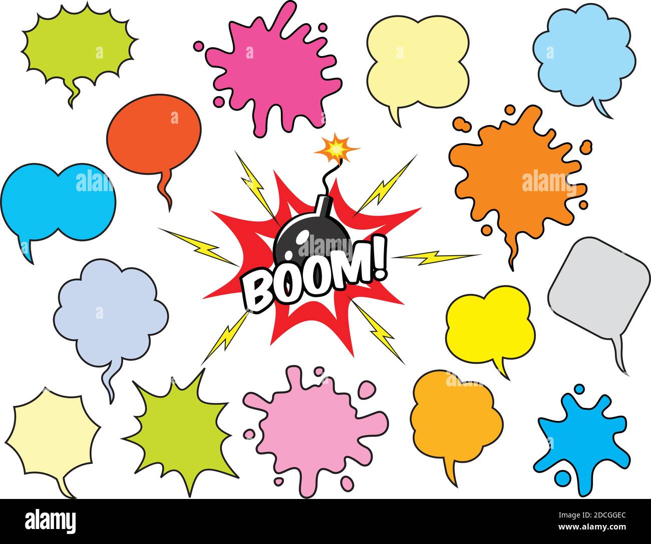 Comic balloons on white background and Boom. Vector Illustration Stock ...