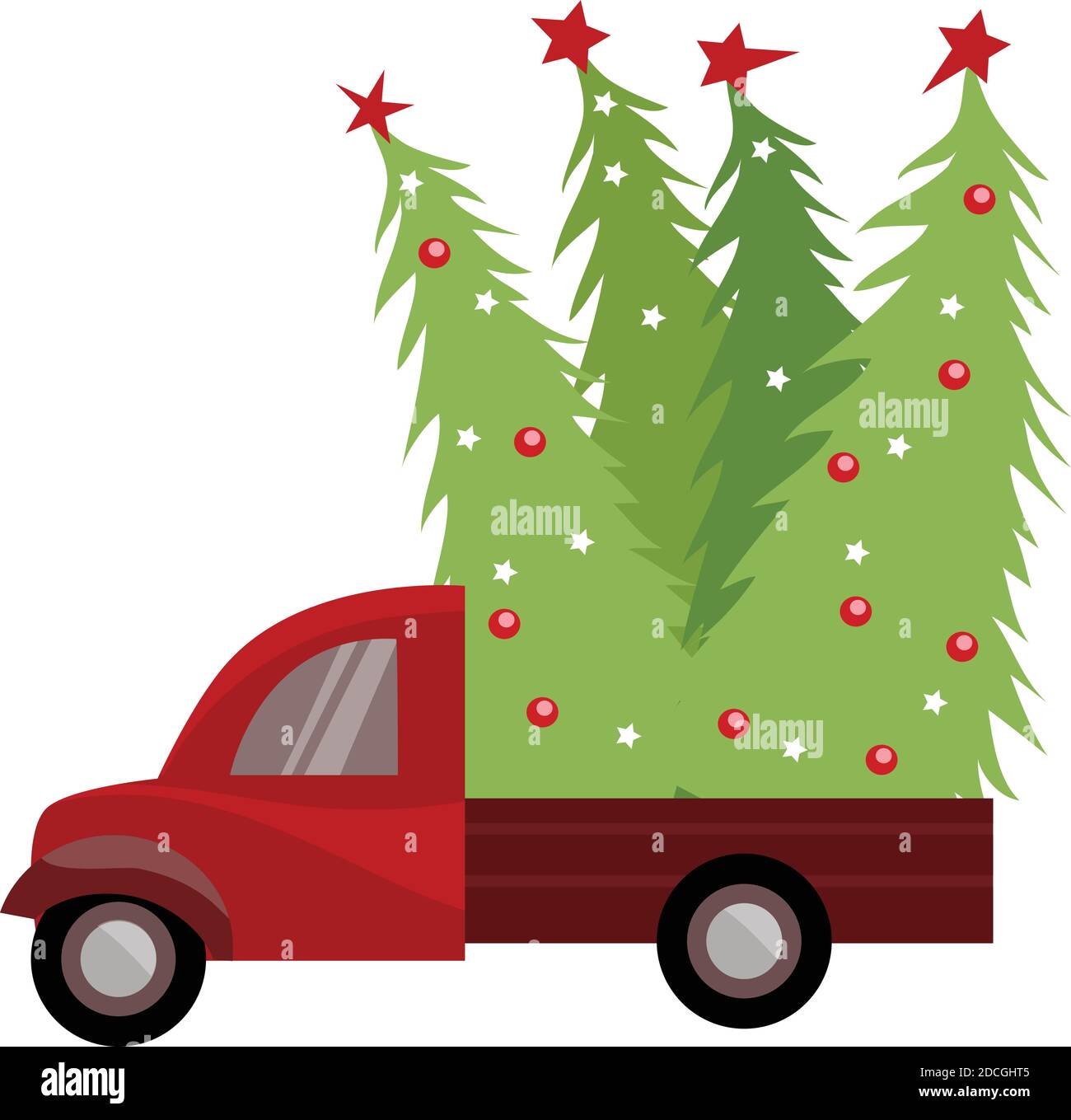 Christmas Tree on the Van - illustration Stock Vector Image & Art - Alamy