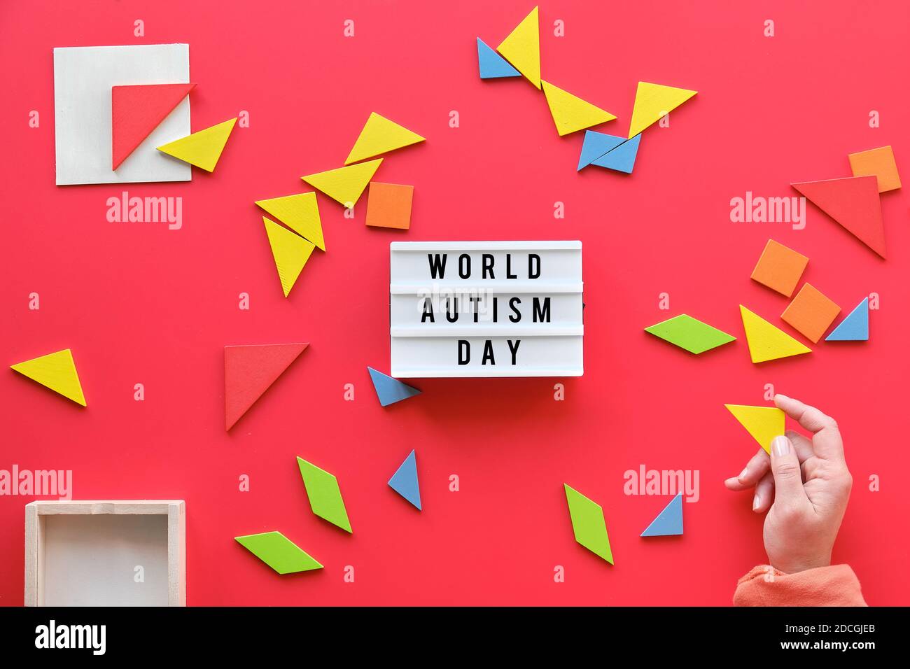 Creative design for Autism World Day on April 2, text on lightbox ...