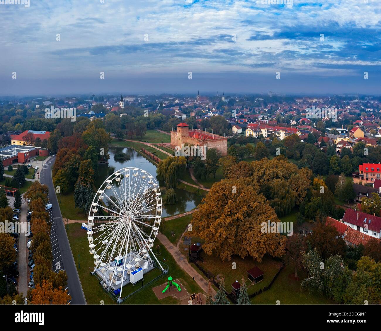 Amazing aerial photo about the Castle of Gyula ferris wheel. famous ...