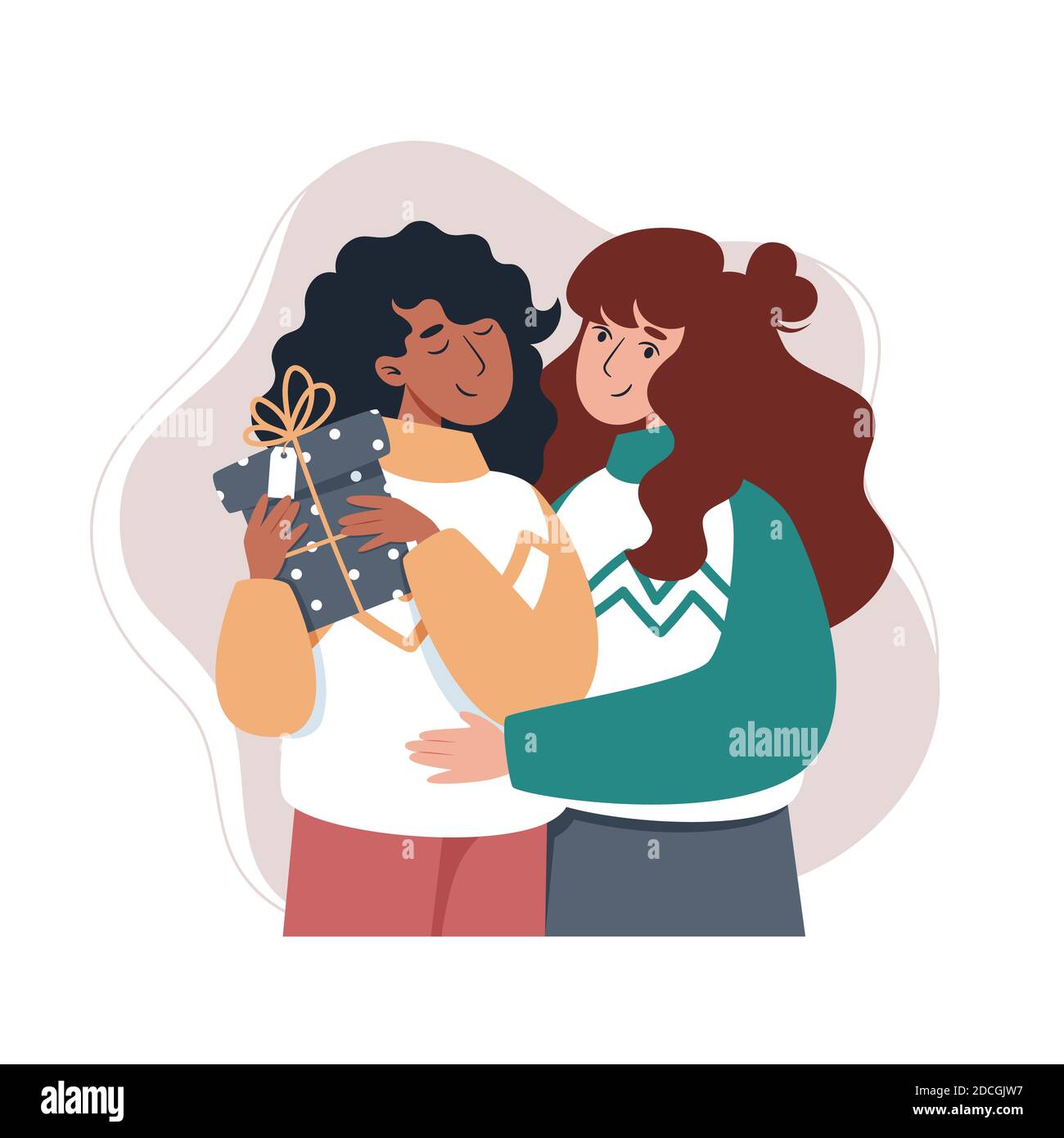 Young woman hugging gift box Stock Vector Images - Alamy