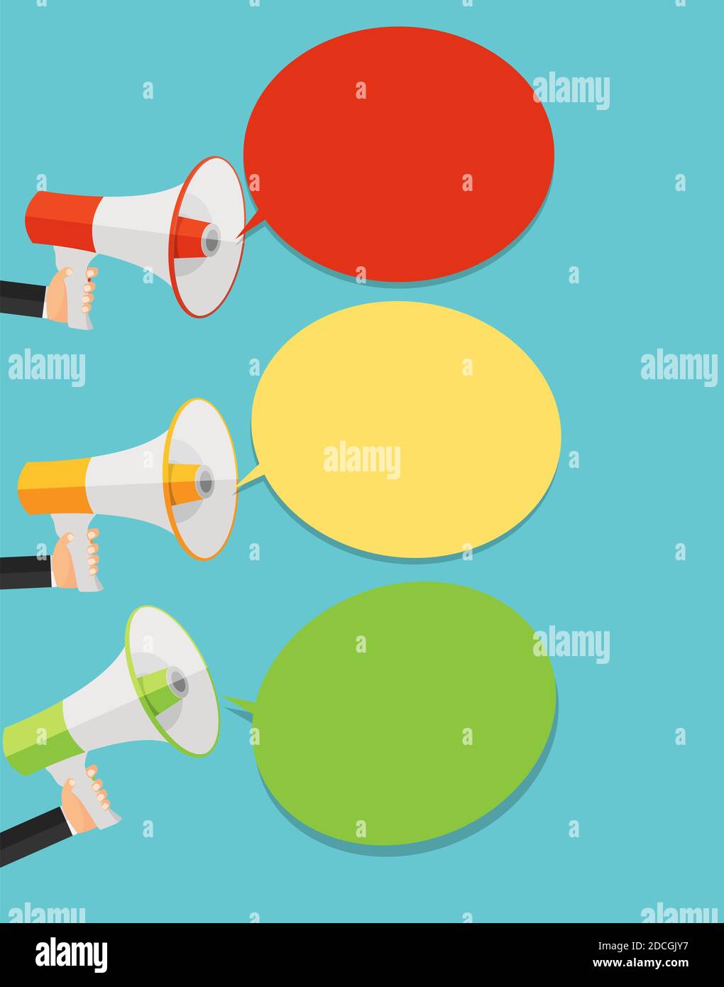 Hand with Megaphone and Speech Bubble Illustration Stock Photo - Alamy