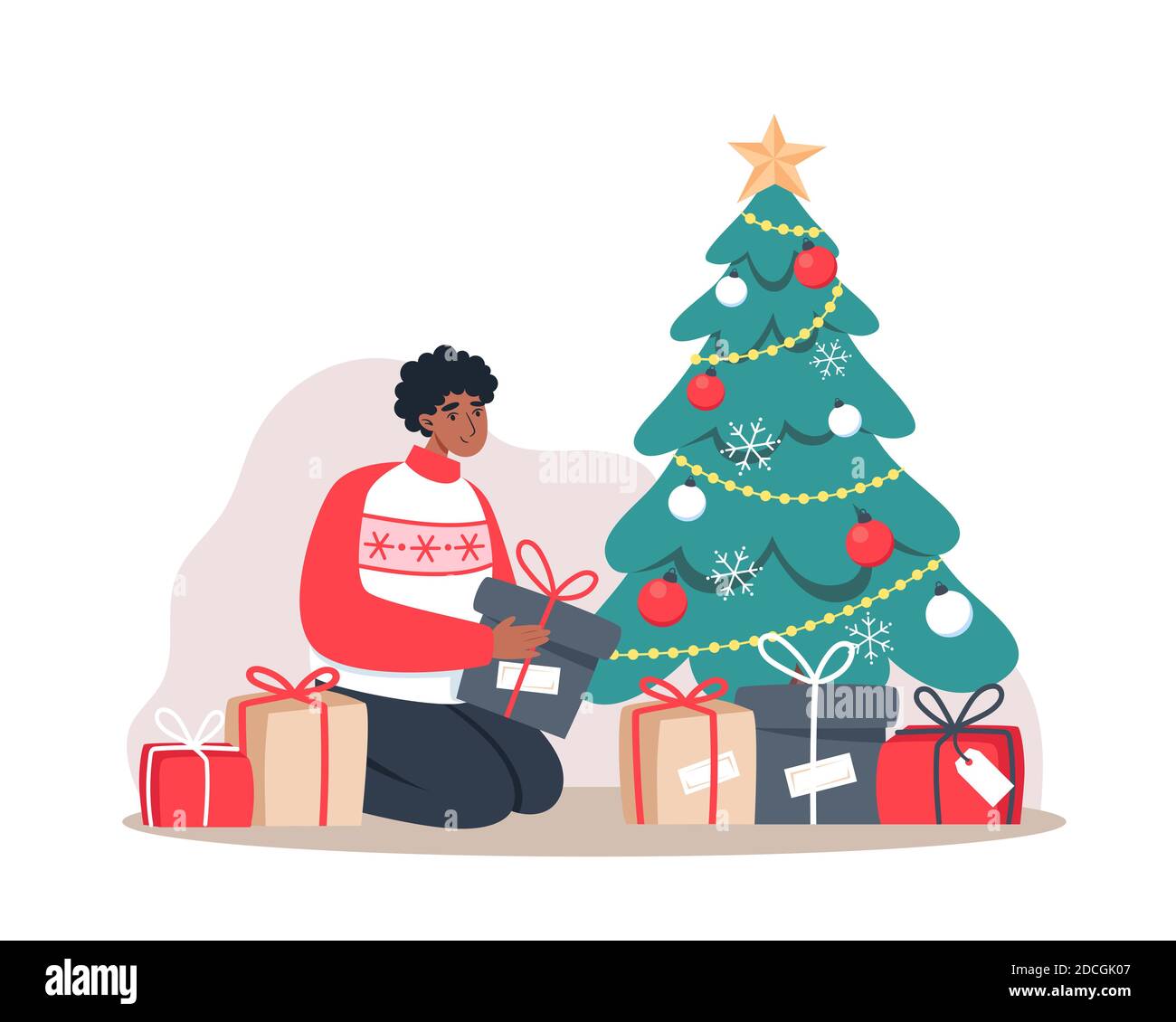 Christmas gifts under tree in Stock Vector Images - Alamy