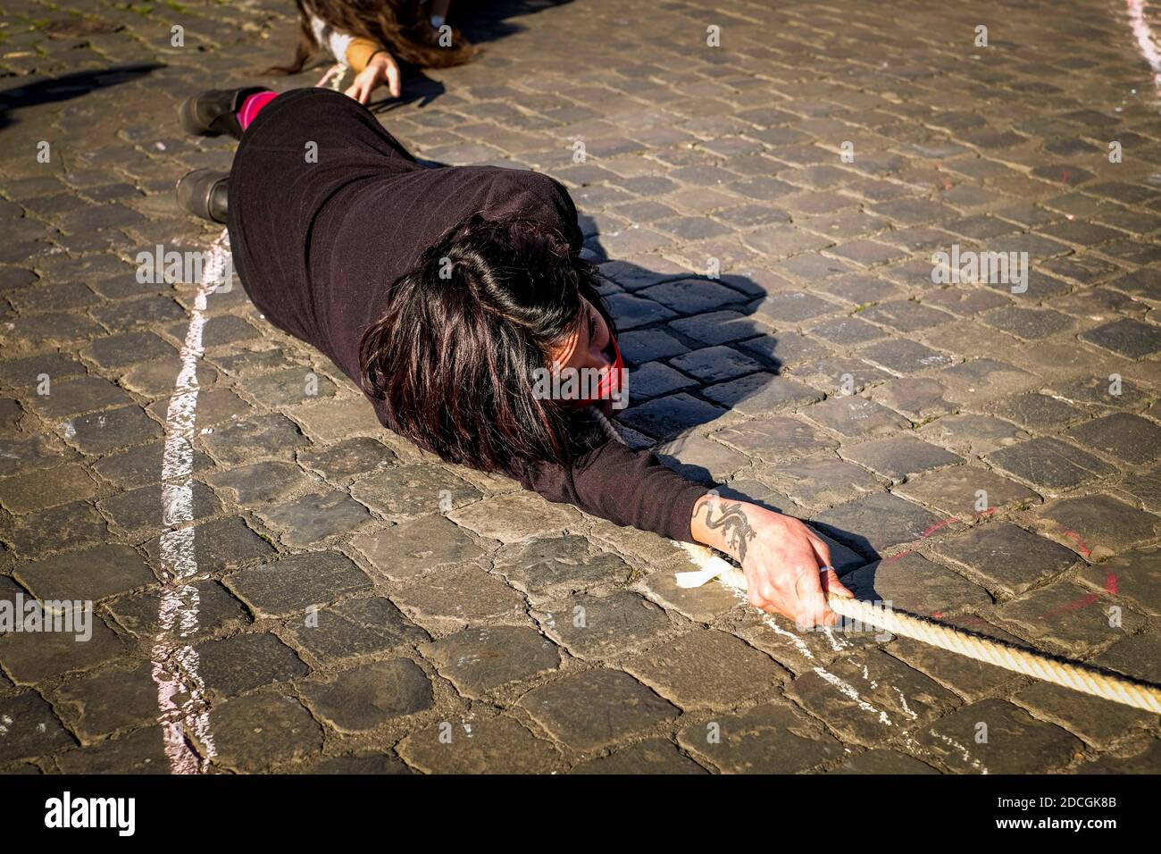 Rome, Rome, Italy. 21st Nov, 2020. A group of activists stages a stage ...