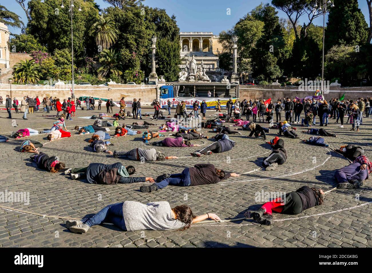 Rome, Rome, Italy. 21st Nov, 2020. A group of activists stages a stage ...